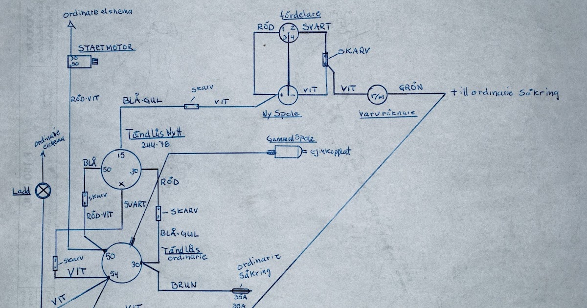 P1800 -66 DEZ138 (OA 5808): Kopplingschema för inkoppling av brytarlöst tändsystem från VP.