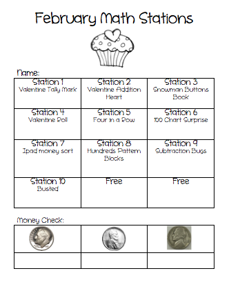 The Very Busy Kindergarten: February Math Stations