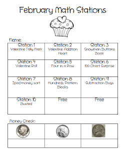The Very Busy Kindergarten: February Math Stations