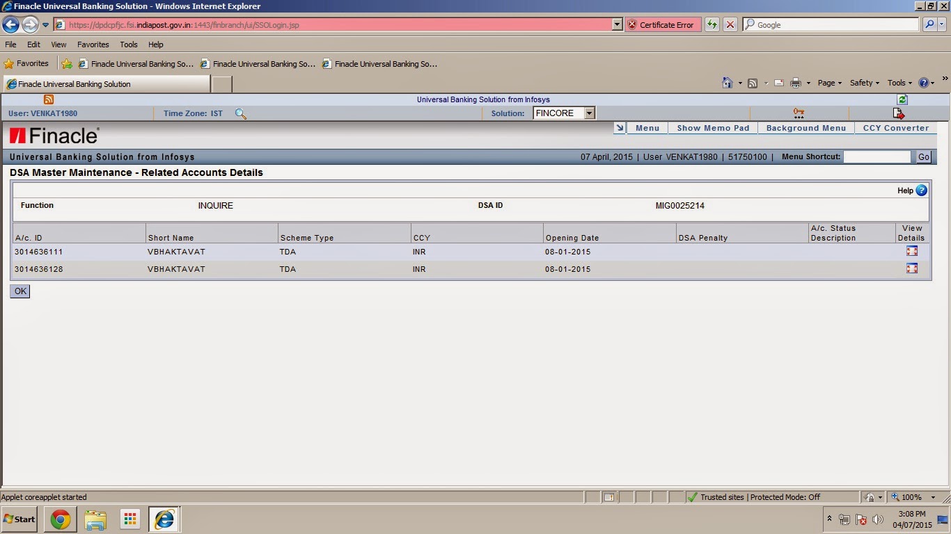 Error while modifying the expiry date of agent in DOP Finacle - POFINACLEGUIDE