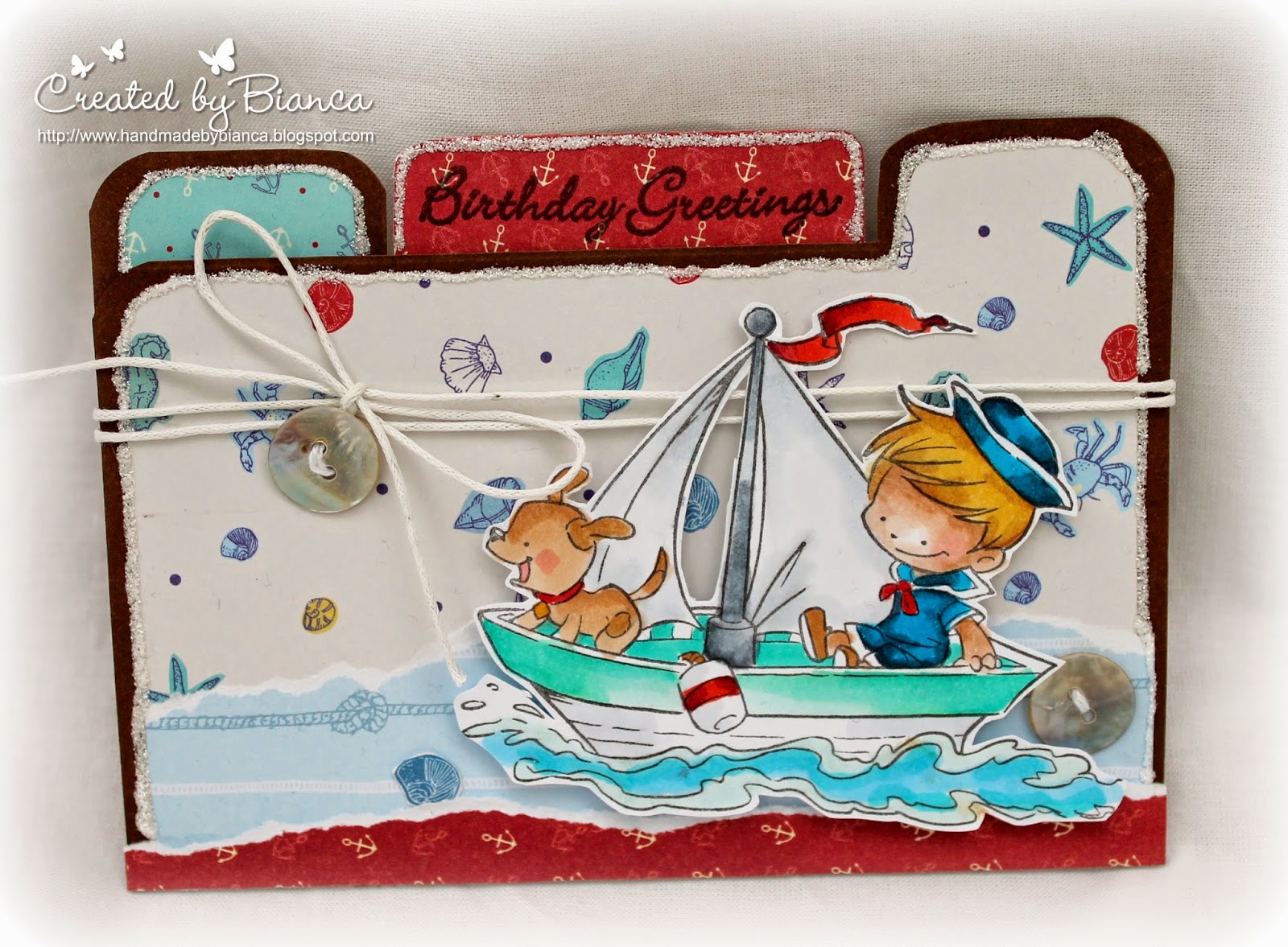 Handmade by Bianca: File Fold Karte, Segelboot zum Geburtstag