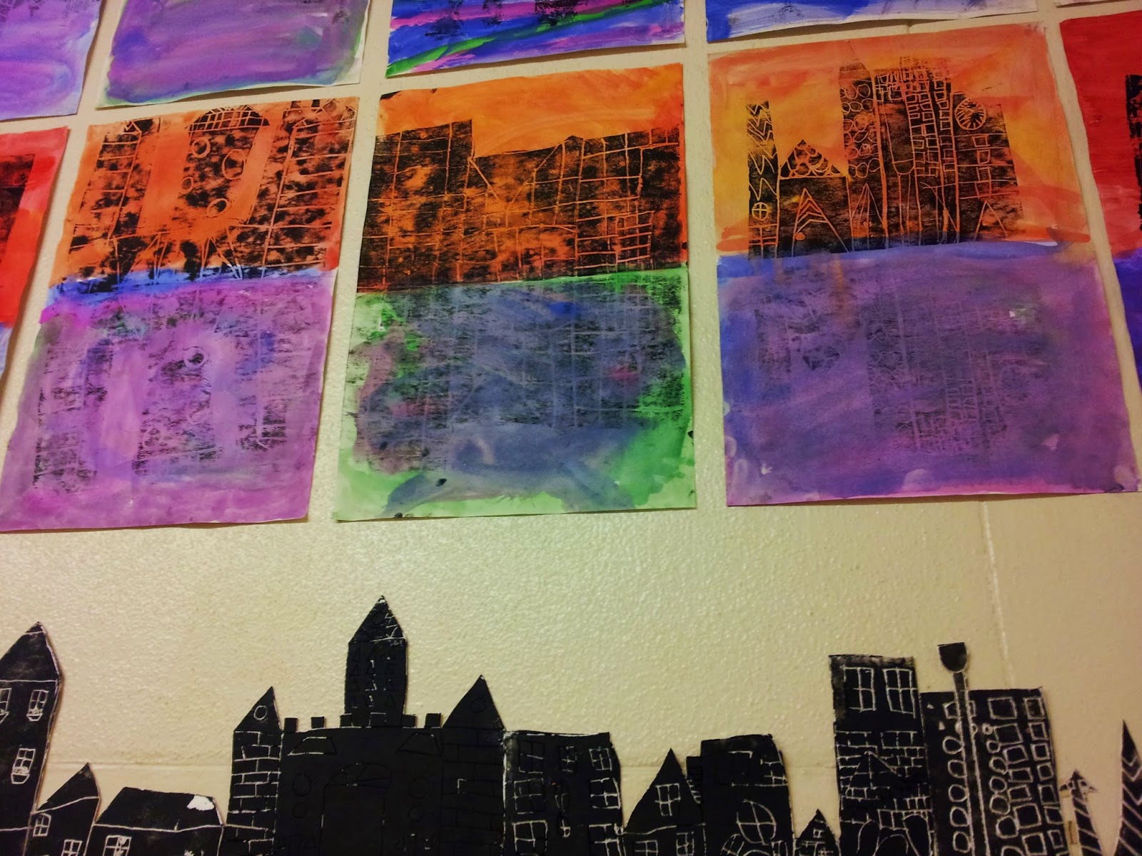 welcome to art class: 2nd grade printmaking cityscapes!
