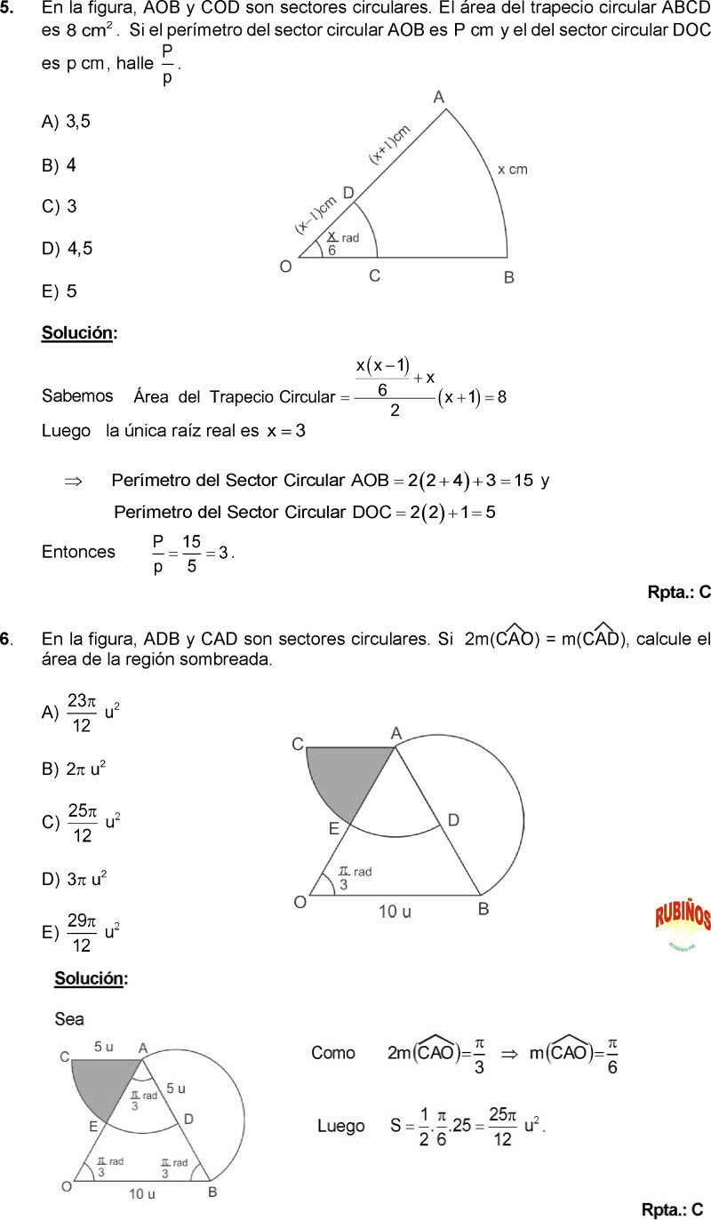 SECTOR CIRCULAR EJEMPLOS Y EJERCICIOS RESUELTOS DE SECUNDARIA Y ...