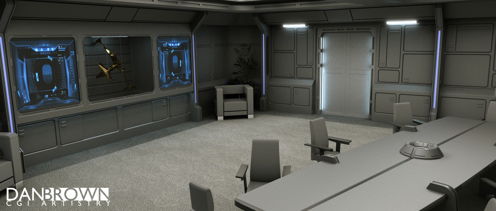 Dan Brown CGI | Sci-fi Art: Adamant Interior Conference Room WIP
