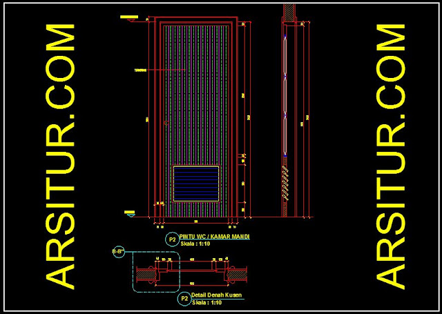 Detail Pintu Kamar Mandi - Contoh Gambar AutoCAD DWG - Arsitur Studio