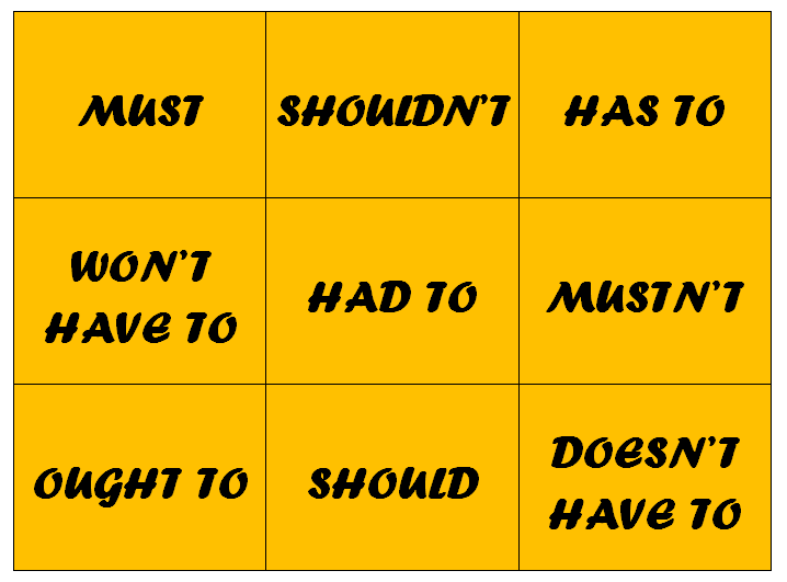 My English Blackboard: NOUGHTS AND CROSSES: MODAL VERBS