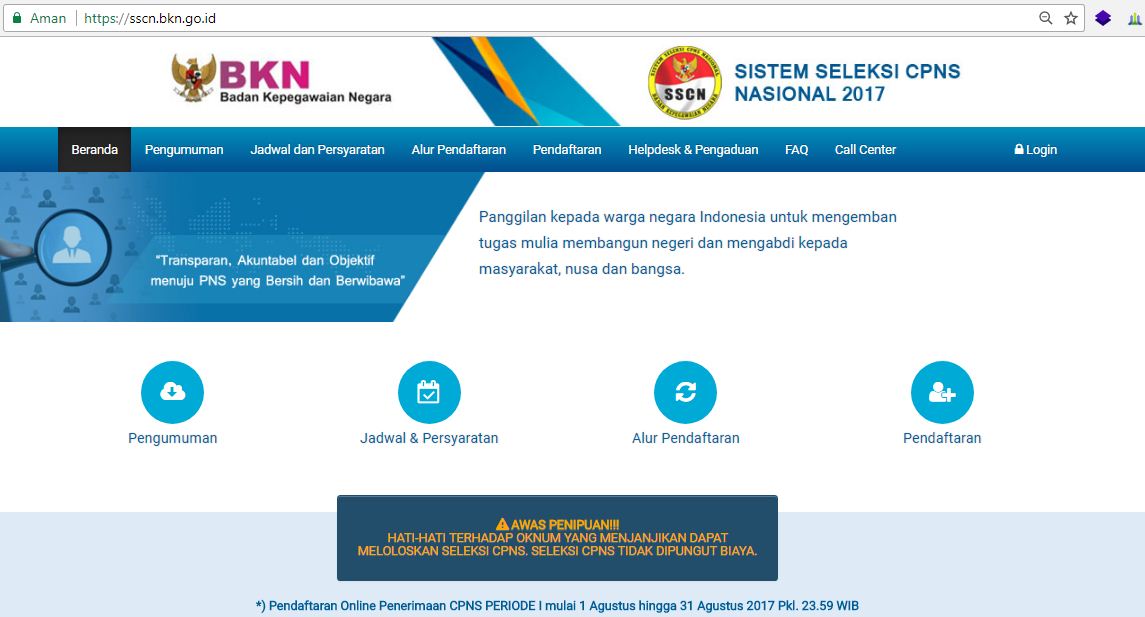 INFO RESMI BKN! Pendaftaran CPNS hanya melalui portal https://sscn.bkn ...