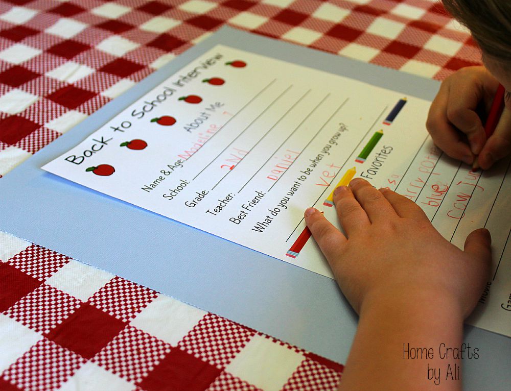 Back to School Interview Page - Home Crafts by Ali