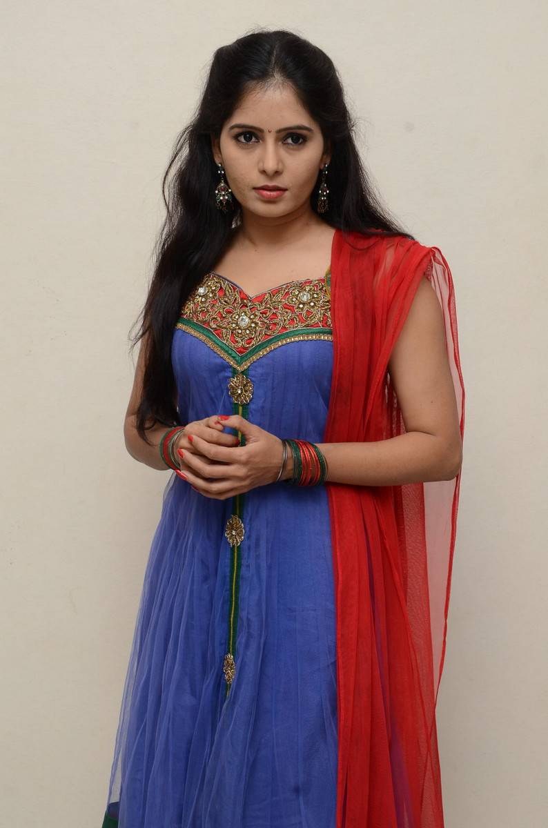 Madhumitha Latest Cleveage Spicy Blue Dress Glamour PhotoShoot Images ...