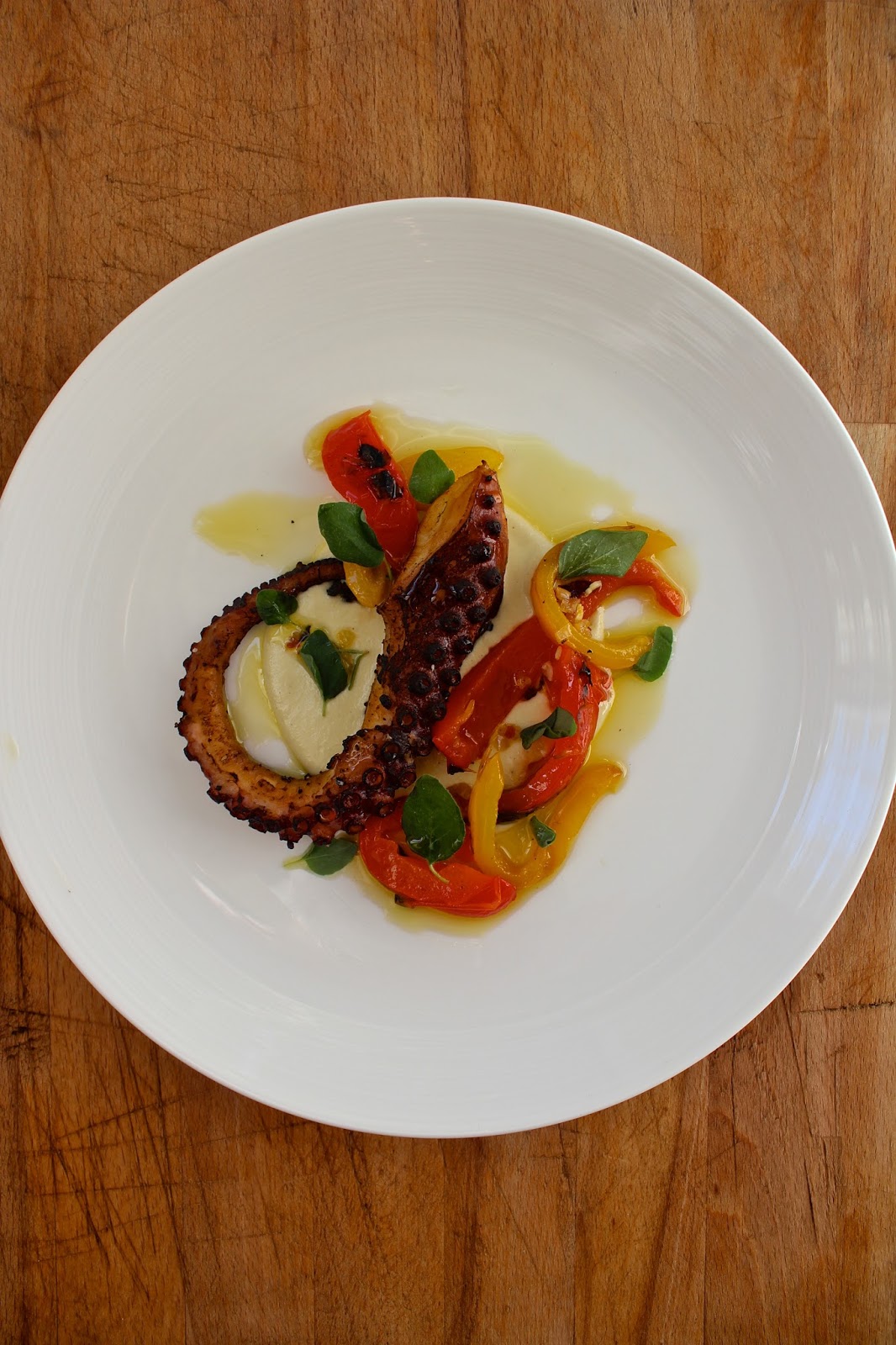 Sam Cooks Food: Smoked octopus with charred peppers, preserved lemon ...