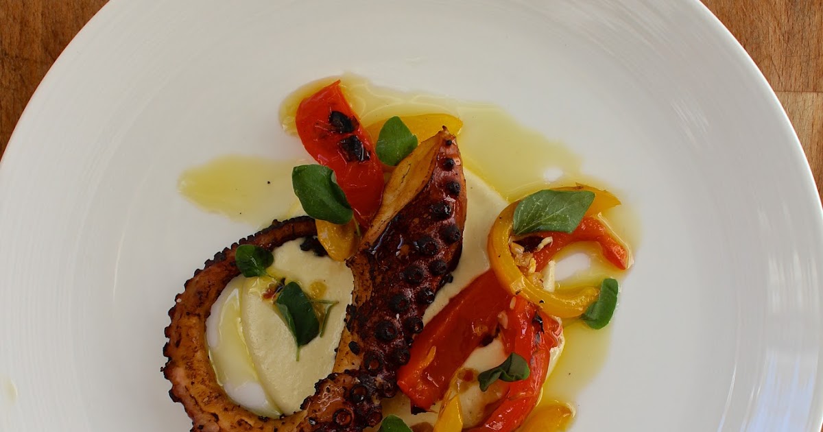 Sam Cooks Food: Smoked octopus with charred peppers, preserved lemon ...