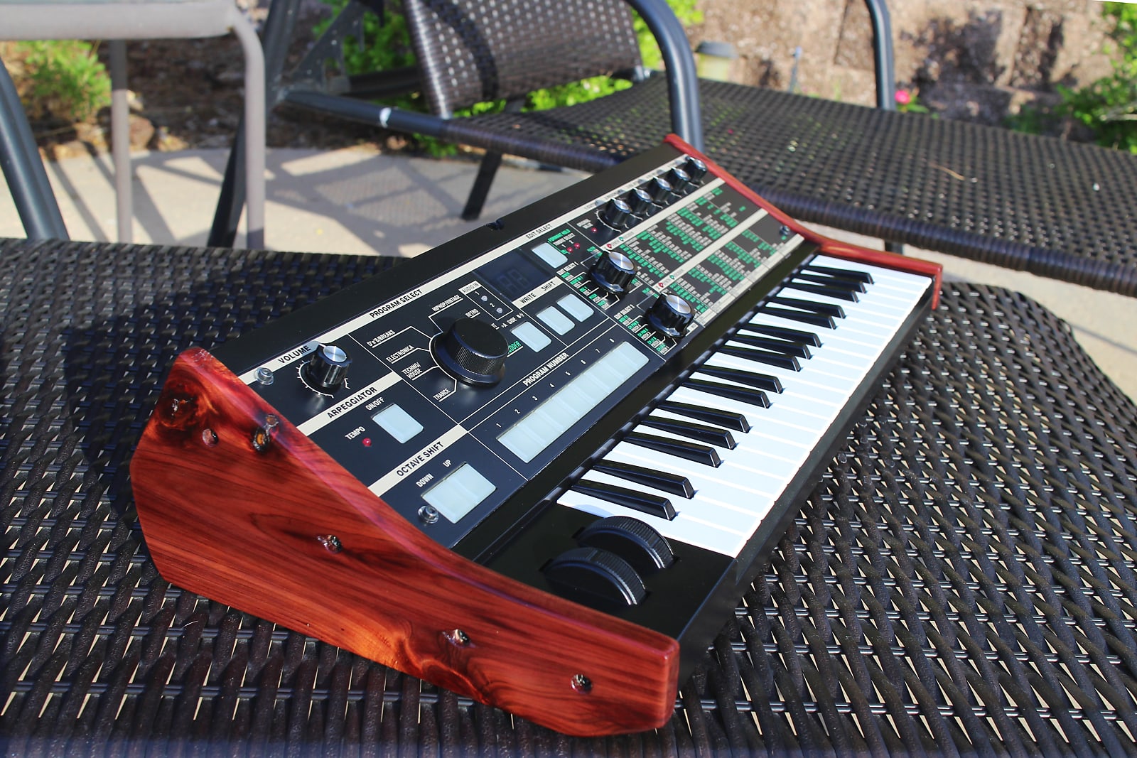 MATRIXSYNTH: CUSTOM Black Korg microKORG w/ Tilted Panel & Wood Sides