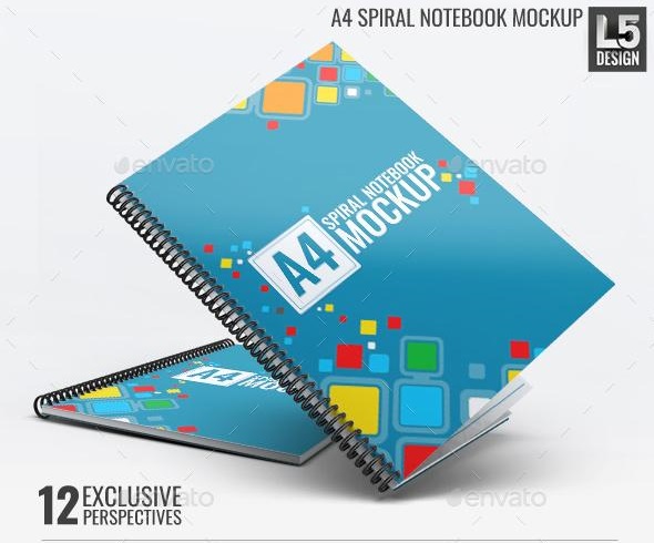 موك أب متنوع | A4 Spiral Notebook Mock-Up - مبدعي الفوتوشوب