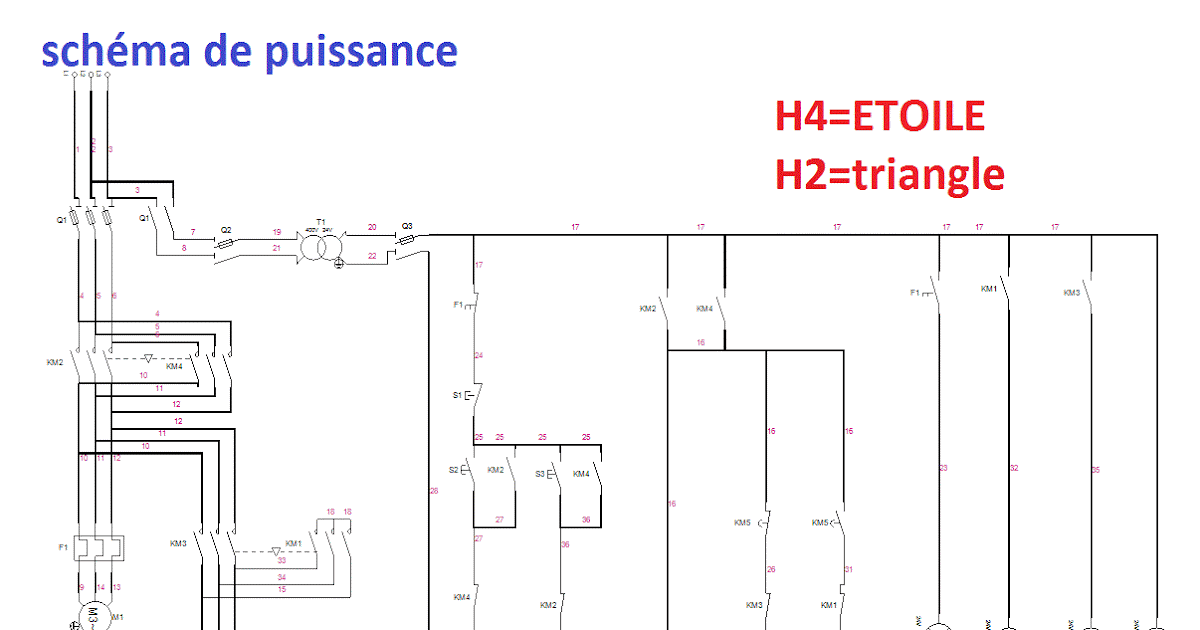 Démarrage Etoile Triangle Deux Sens de marche - electromecanique