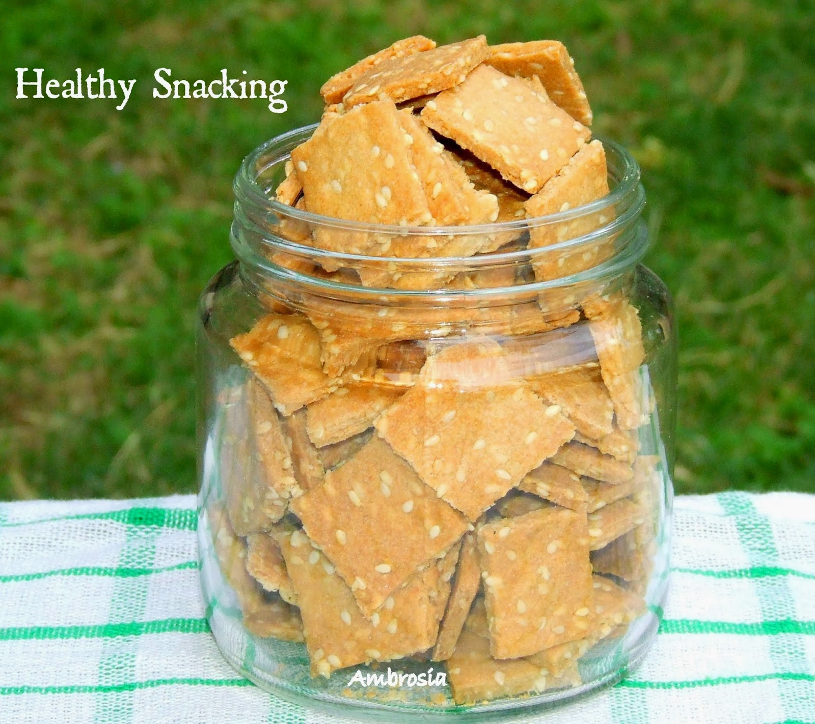 Whole Wheat Sesame Crackers (Vegan) - Healthy Snacking | Ambrosia
