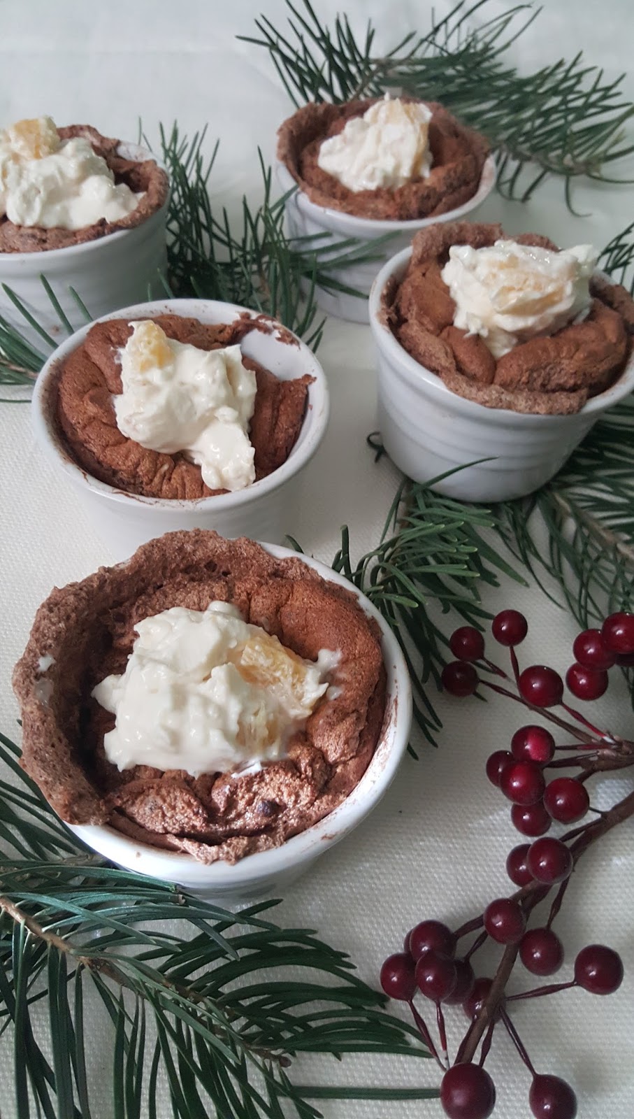 Chocolate Soufflé with Orange Cream