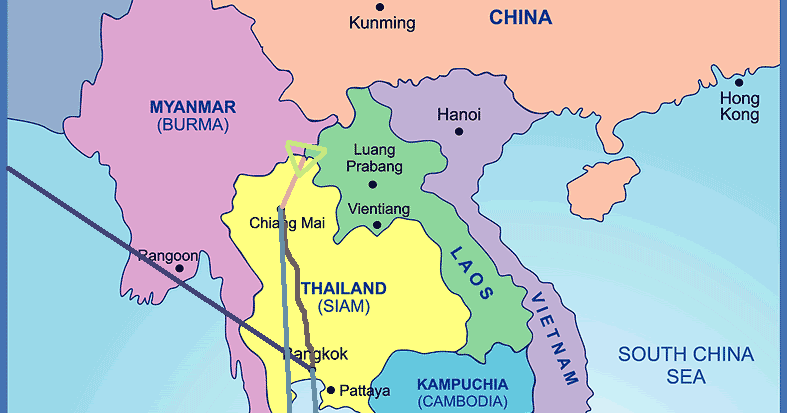 potovanje Tajska: Zemljevid tajske in zarisane poti