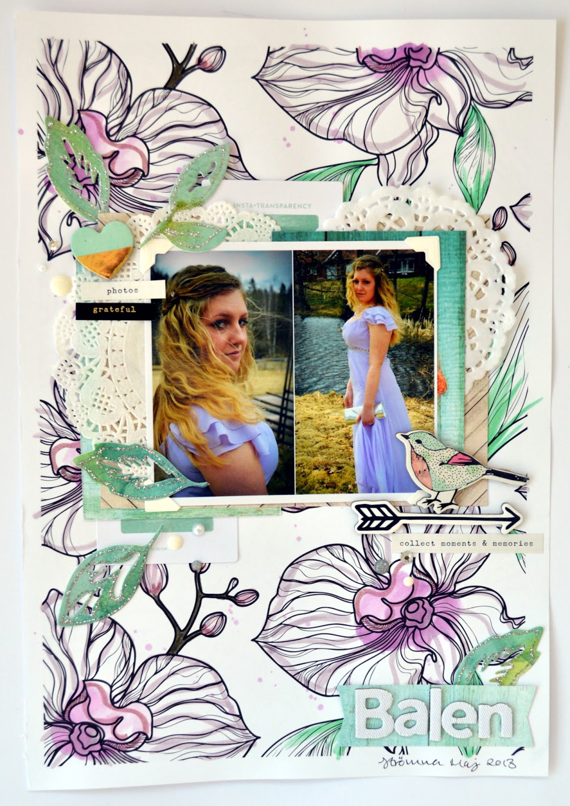 Julia K: "Prom"- A4 scrapbook layout- using coloringbooks