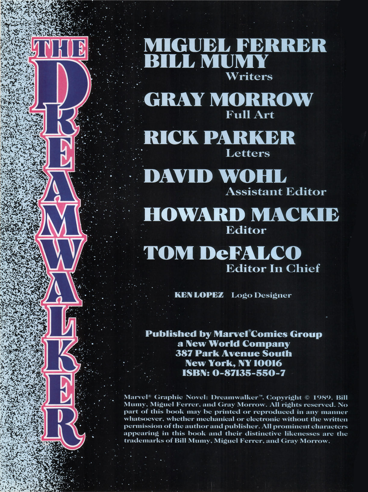 Read online Marvel Graphic Novel comic - Issue #43 - The Dreamwalker