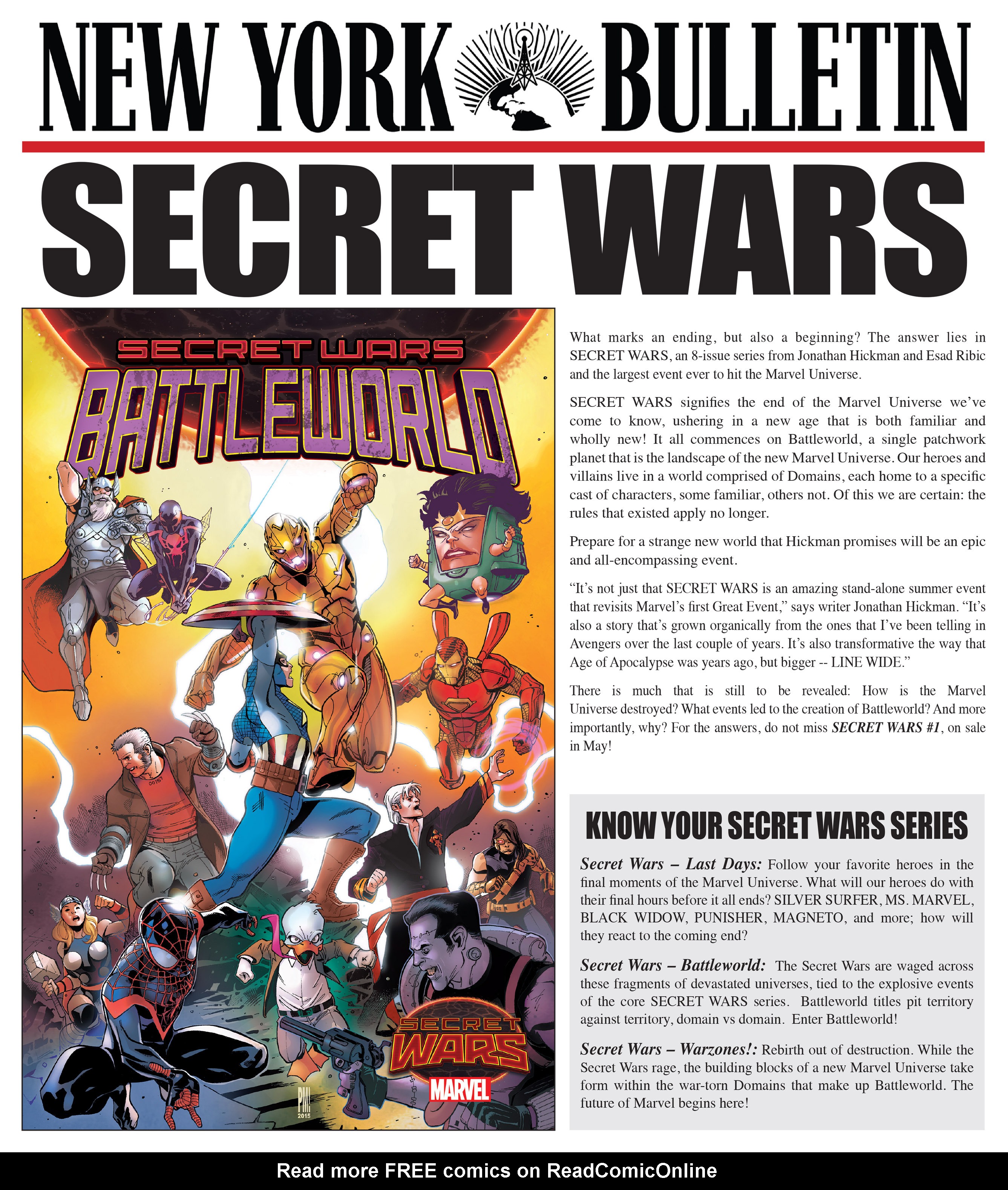 Read online Marvel's New York Bulletin Secret Wars Newspaper comic ...