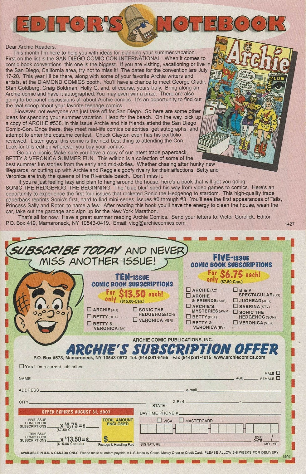 Read online Archie (1960) comic - Issue #538 Read online Archie (1960) comic - Issue #538