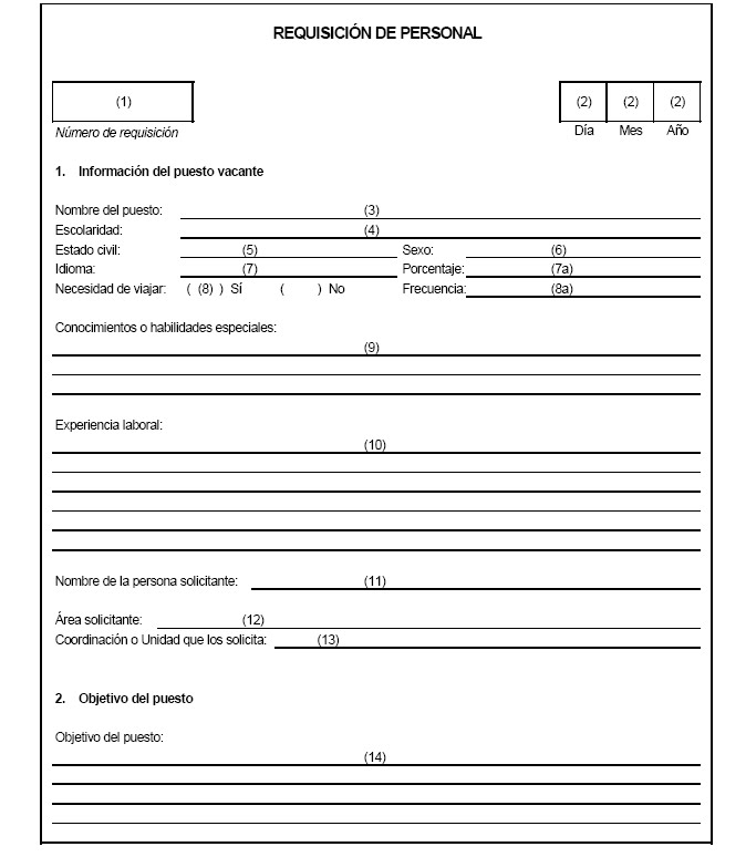 thalfa: requisición de personal, hoja 1