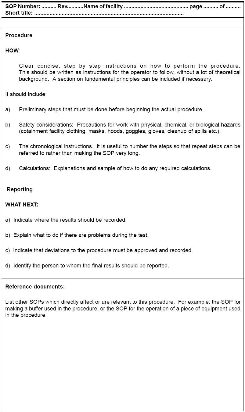 GOOD DOCUMENTATION PRACTICE: Format for standard operating procedures ...