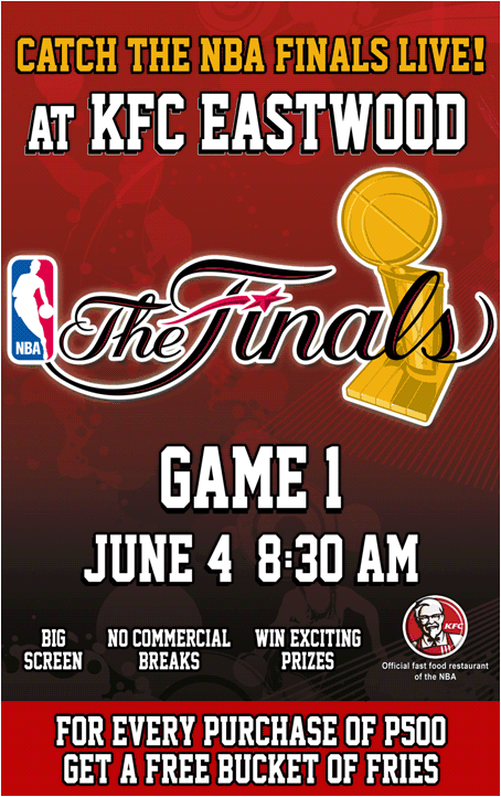SPORTS: Catch the NBA Finals Live at KFC Eastwood Tomorrow!