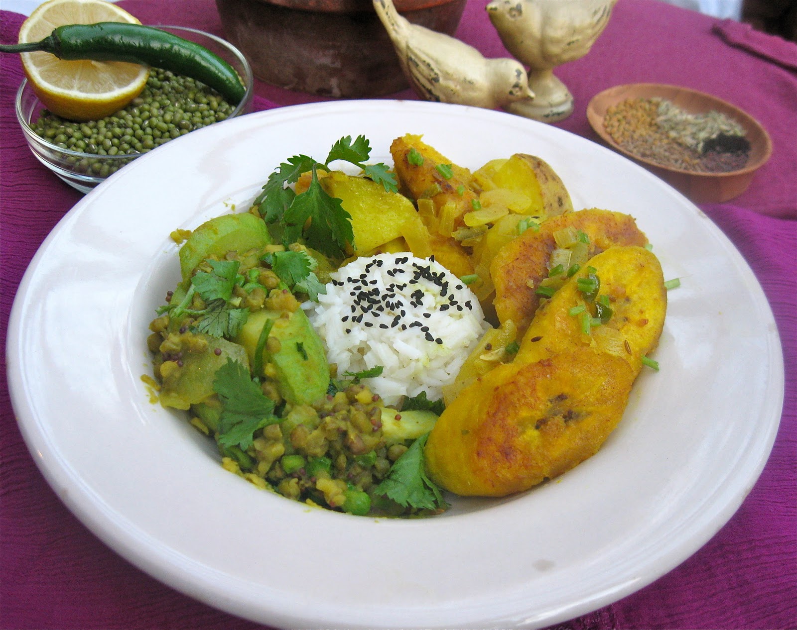 Dandelion Vegan Blog: Green Banana Curry, Shukta Vegetables and Panch ...