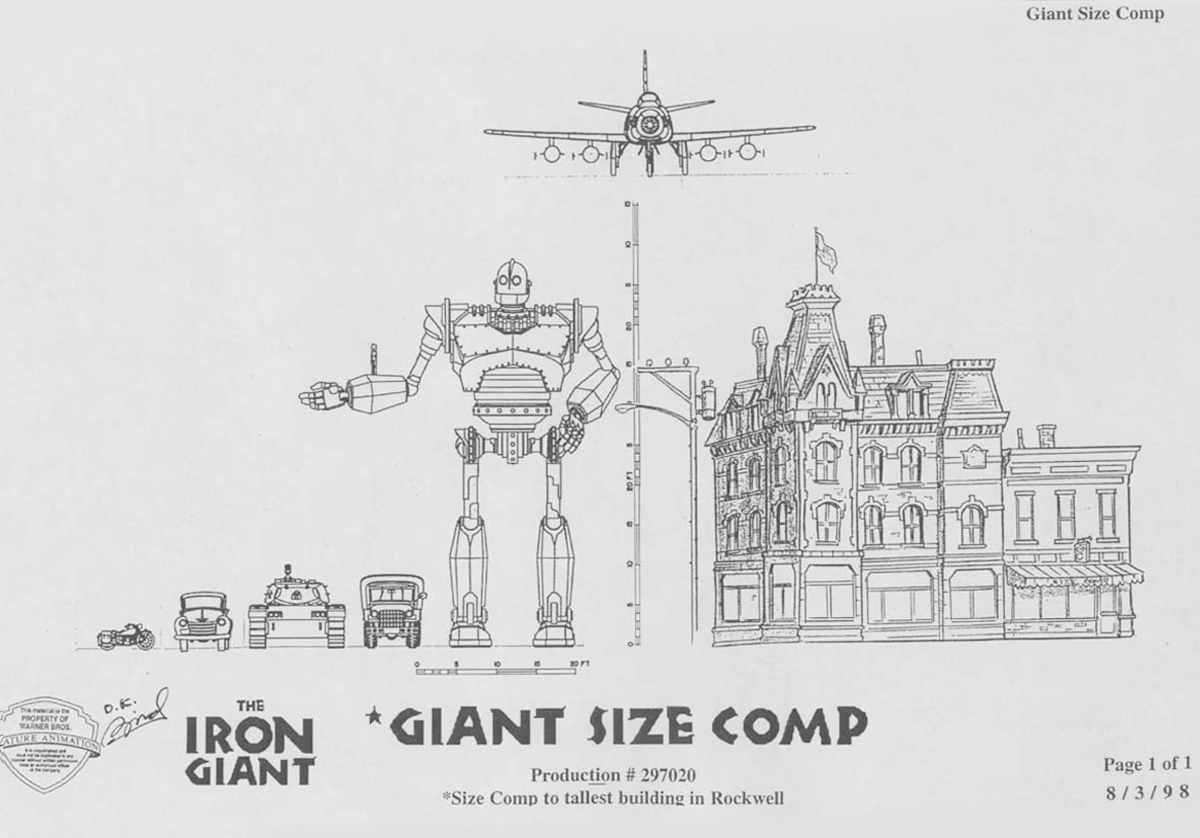 Living Lines Library: The Iron Giant (1999) - Characters, Size Comparison
