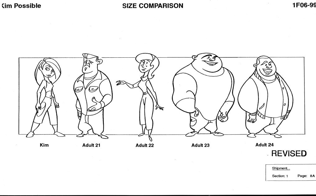 Living Lines Library: Kim Possible (TV Series 2002-2007) - Size Comparison