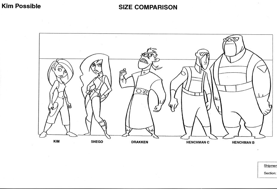 Living Lines Library: Kim Possible (TV Series 2002-2007) - Size Comparison