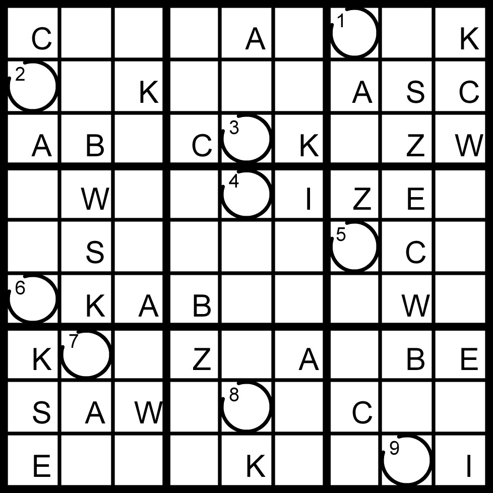 Magic Word Square: Extra (Letter Run) Word Sudoku Puzzle for 1/1/2011