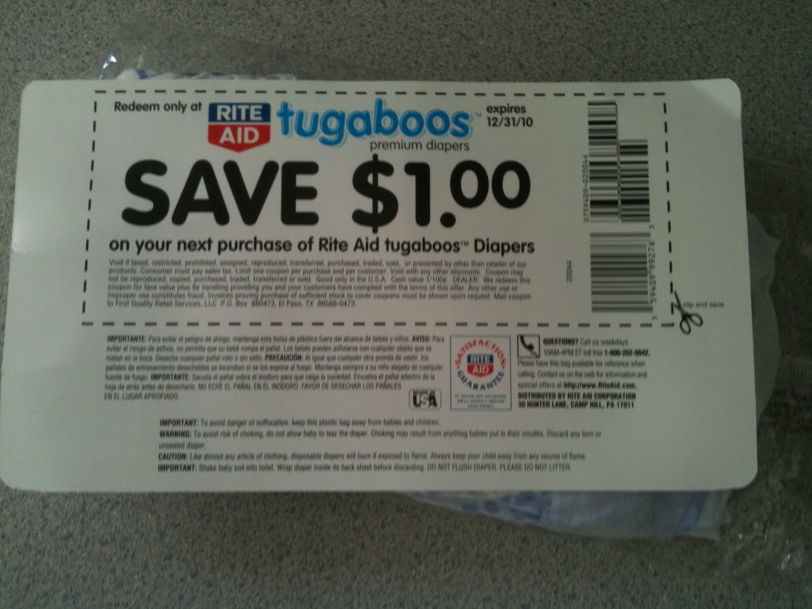 The Savin' Queen: Rite Aid Free Tugaboos Diapers