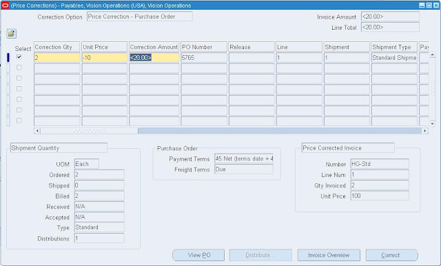 Oracle Apps, ADF, SOA: Invoice Price Corrections In Payables