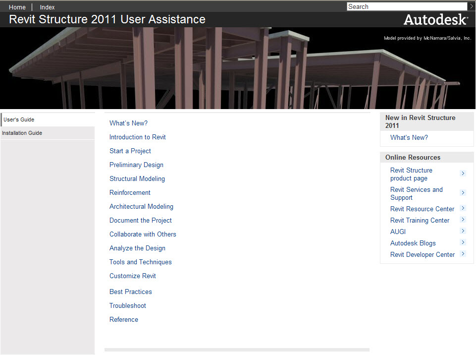 REVIT Structure Learning Curve: Revit Structure 2011 User Assistance