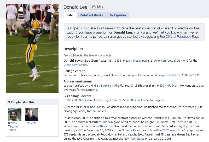 Packer Players: Donald Lee Internet Facts
