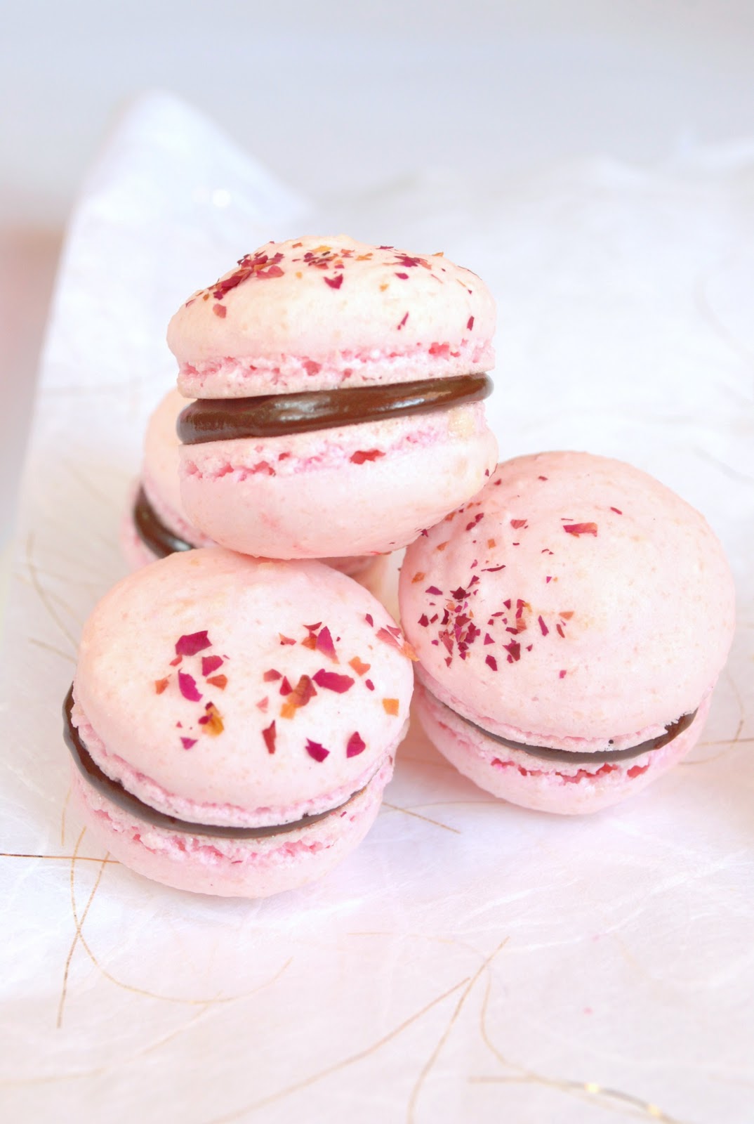 Sweets and Loves: Raspberry Rose Dark Chocolate Macarons