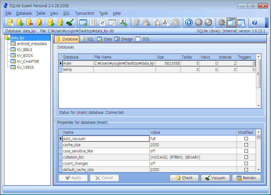 My Story Sqlite 데이터 편집 도구 소개 Sqlite Expert Personal Edition