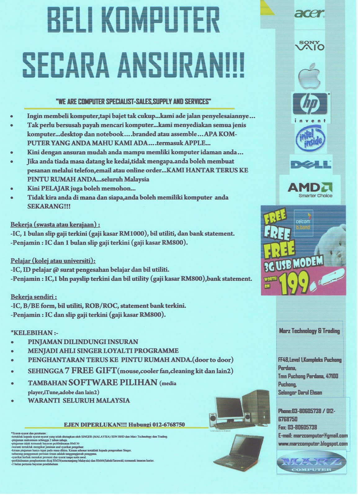 Marz Computer: Borang dan Brosur