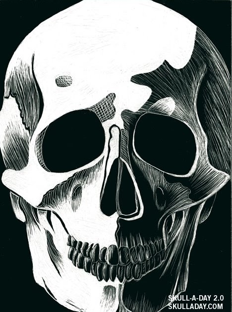 Black And White Scratch Art Skulls