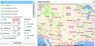 Maps Mania: Styled Maps for Maps API for Flash