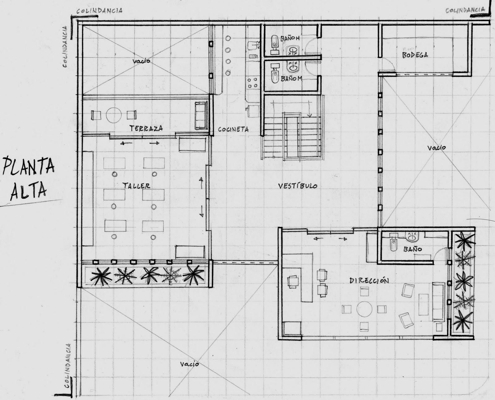 ARQ. ALEJANDRO ARCE CH.: CROQUIS A MANO ALZADA DEL DESPACHO ARQUITECTÓNICO