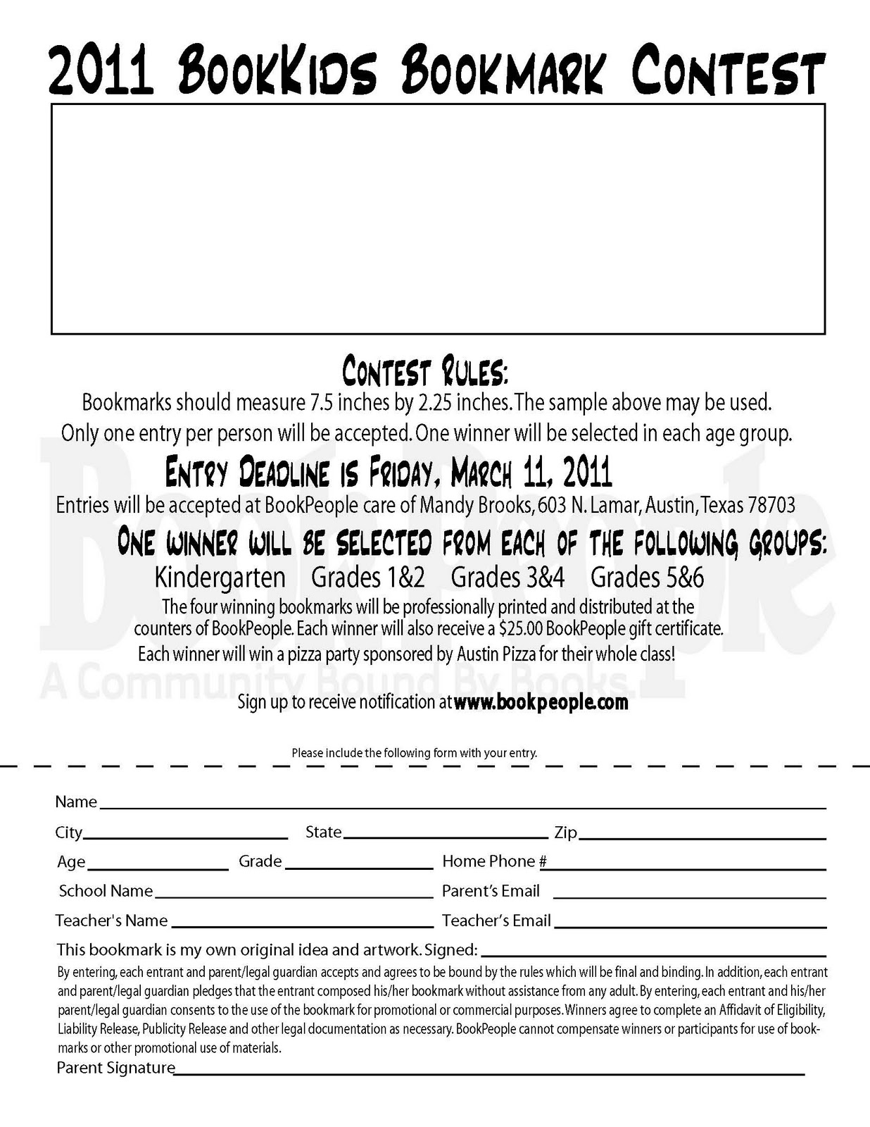 HCMS LIBRARY: BOOKMARK CONTEST for 6th graders