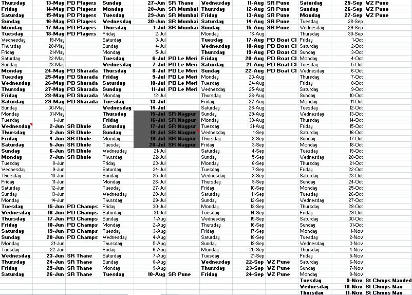 Table Tennis Bug: Maharashtra State and Pune District TT Calendar