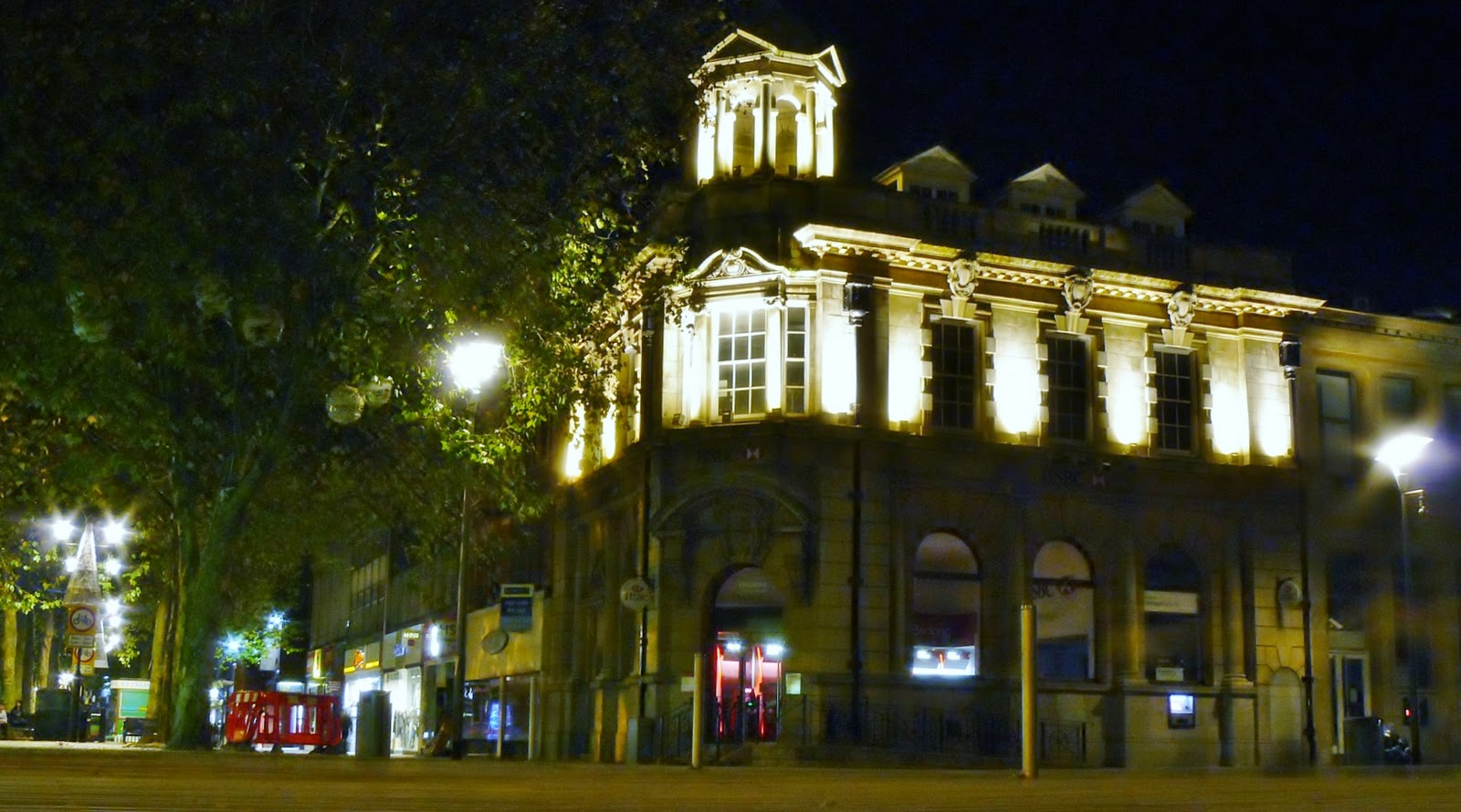 Martin Brookes Oakham: HSBC Bank Peterborough night time photograph