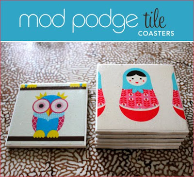 Green Submarine: DIY: mod-podge tile coasters