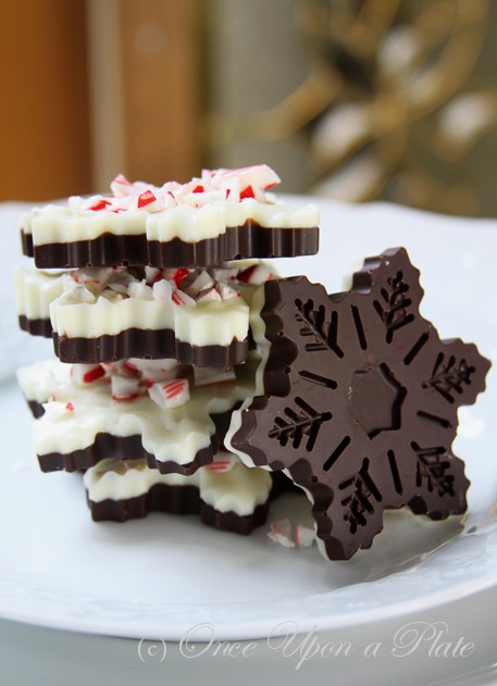 Once Upon a Plate: Peppermint Bark Snowflakes