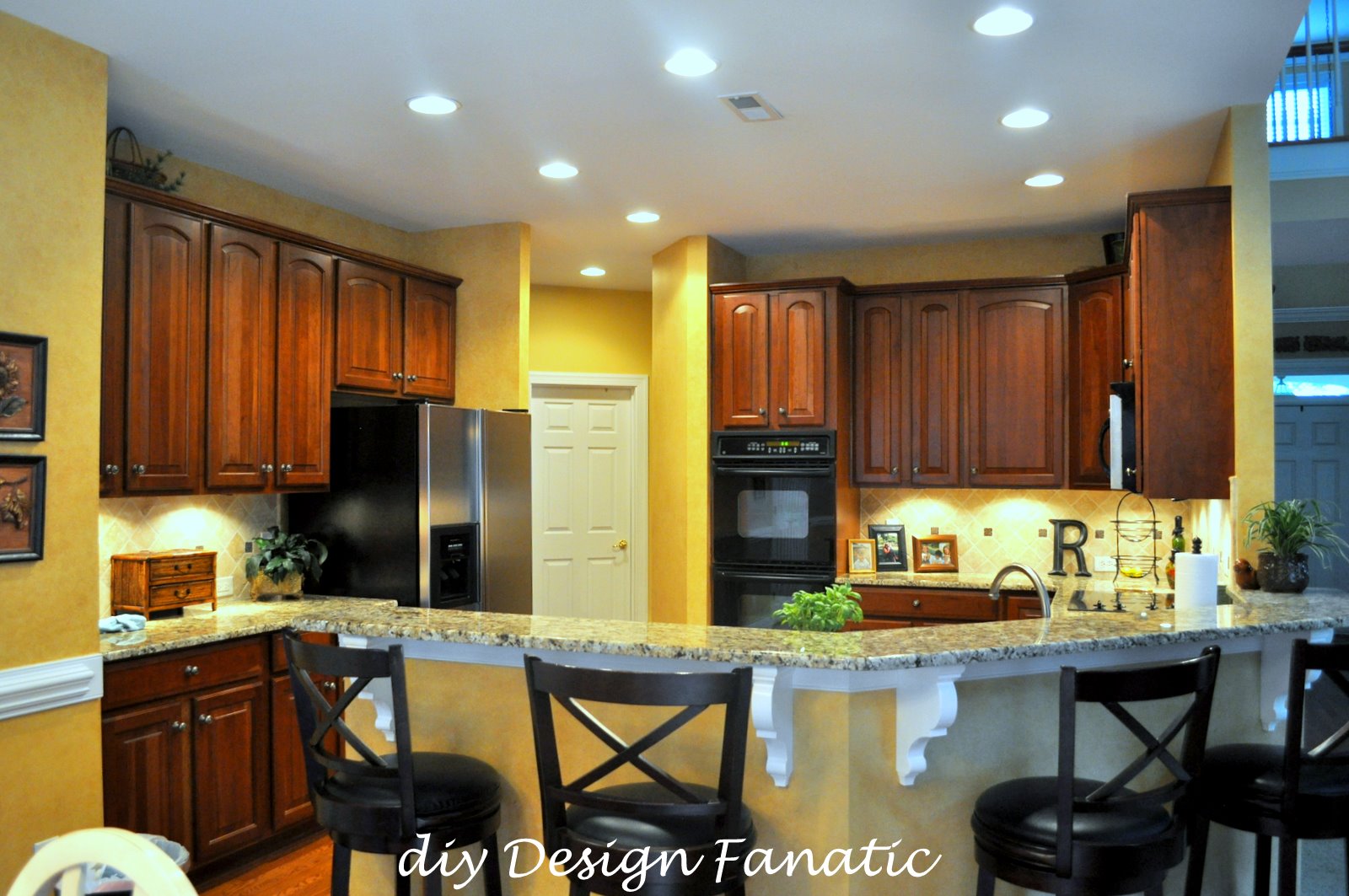 Our granite countertops are finally finished! Even the corbels on the ...