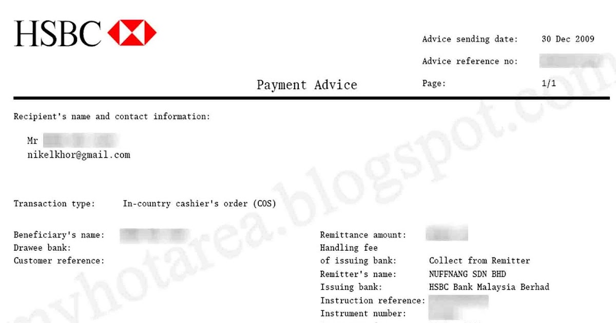 HSBC PAYMENT ADVISE | Nikel Khor ^ ^ PaPago kaki